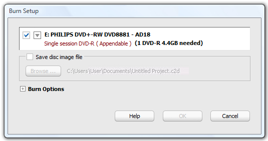 Burning media files to a disc