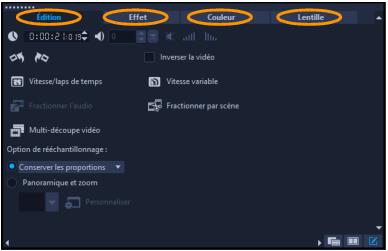Utilisation du panneau Options dans l'espace de travail Éditer